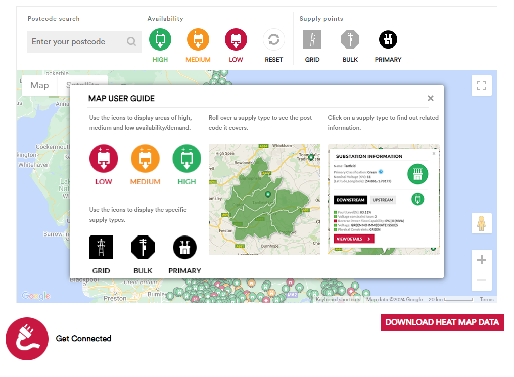 Northern Powergrid Demand availability map - Net Zero Go